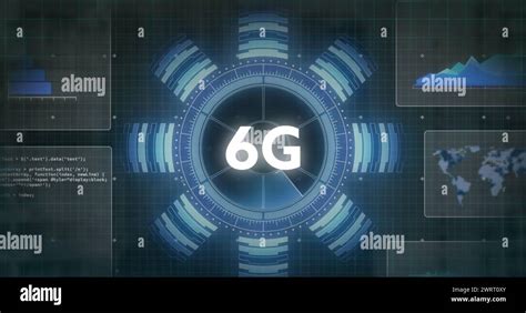 Image Of 6g Text On Round Scanner And Interface With Data Processing On