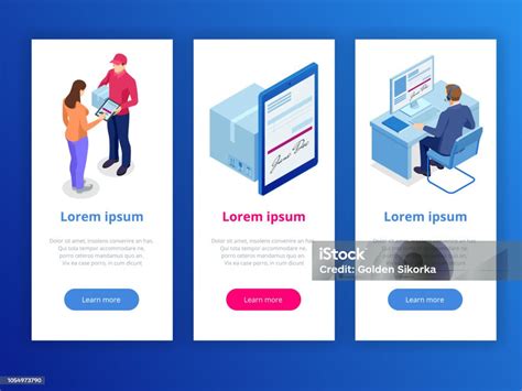 소포 배달 서비스 개념으로 배달 추적 배달원에서 상자 배달 수락 하는 여자 아이소메트릭 벡터 일러스트입니다 등측투영법에 대한 스톡 벡터 아트 및 기타 이미지 Istock