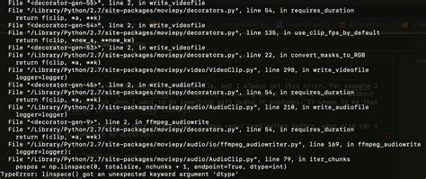 [solved] Moviepy Linspace Got An Unexpected Keyword Argument Dtype Solveforum