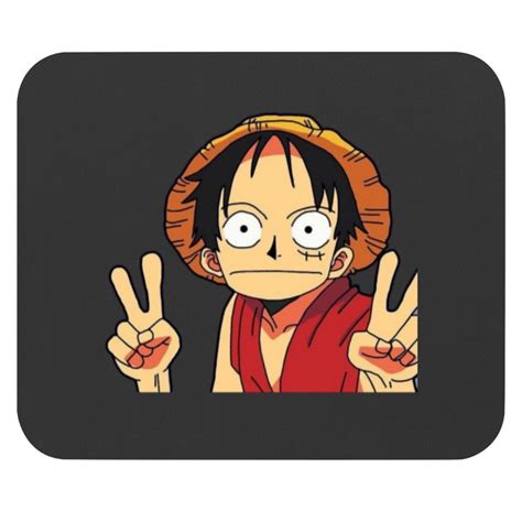 Luffy One Piece Funny Peace Sign Mouse Pads Sold By Podecrayons Sku