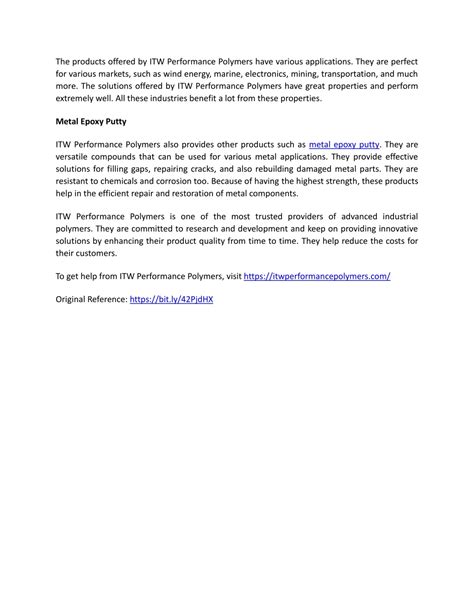 Ppt Itw Performance Polymers Offering Innovative Solutions To Industries Powerpoint