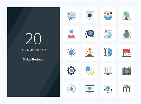 20 Global Business Flat Color Icon For Presentation 19424992 Vector Art