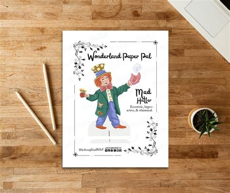 Mad Hatter Papercraft Toy Alice In Wonderland Printable Pdf Download