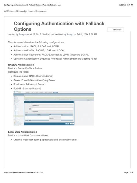 Configuring Authentication With Fallback Options Pdf Radius Areas