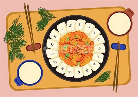 김치음식 003 Sill338 유토이미지 일러스트 디자인 웹소스 소스 웹 벡터 오브젝트 음식 김치 식사 두부김치 제육볶음 고기 젓가락 막걸리