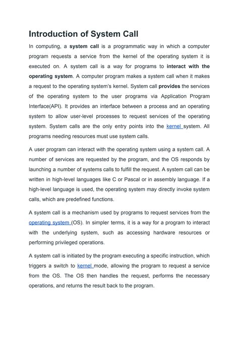 SOLUTION Introduction Of System Call And It S Types Studypool