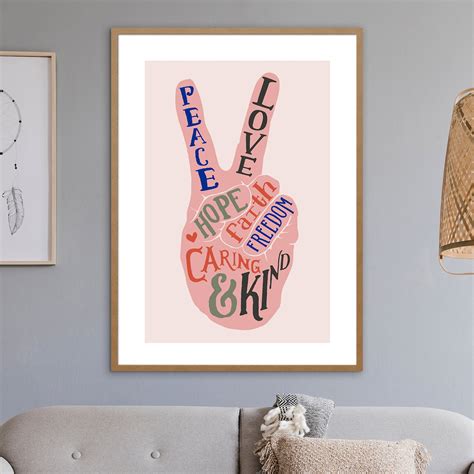 Peace Sign Art Print Peace And Love Inspirational Wall Art Etsy