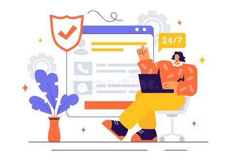 Vector Illustration Of A Technical Support System Featuring Software Development Customer