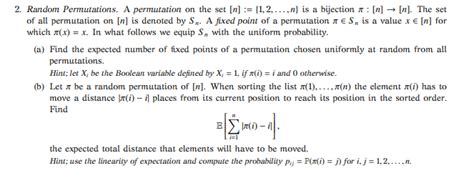 Random Permutations A Permutation On The Set Chegg Com