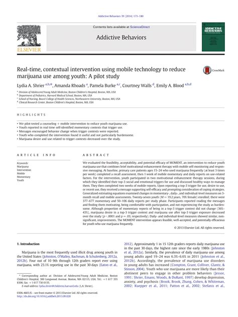 Pdf 1 Development Of A Real Time Contextual Intervention Using Mobile Technology To Reduce