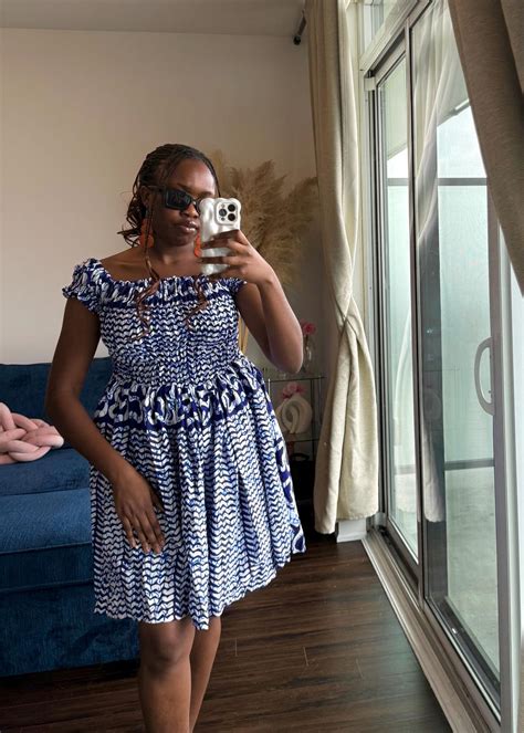 Blue Ankara Smoky Dress Short African Print Kaftan Sm Etsy