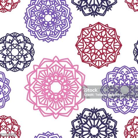 꽃 만다라에서 이음새가 없는 무늬를 비늘로 만듭니다 동양 실루엣 배경 그래픽 프린트에 대한 스톡 벡터 아트 및 기타 이미지 그래픽 프린트 꽃 식물 다마스크 천