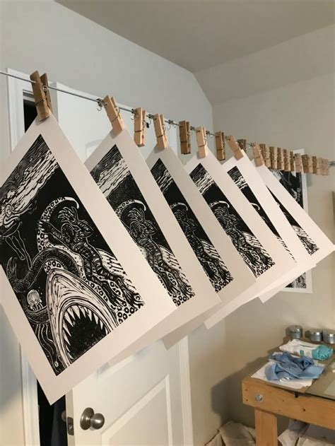 Dark Water Prints Wall Art Drying Rack Printmaking Diy Print Drying
