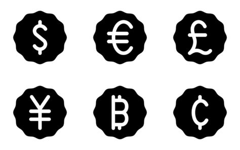 Currency Symbol Icon Pack Black Fill 50 Svg Icons