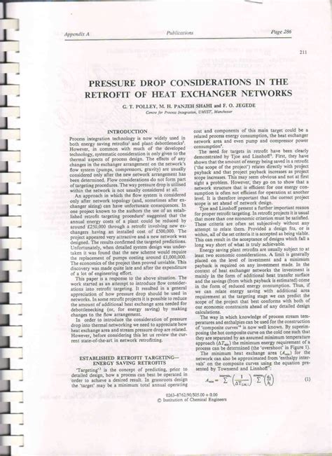 (PDF) Pressure Drop Considerations in the Retrofit of Heat Exchanger Networks