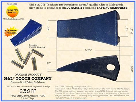 Handl Tooth Company 230tf Tf23d Jd Fang Style Retroexcavadora Dientes