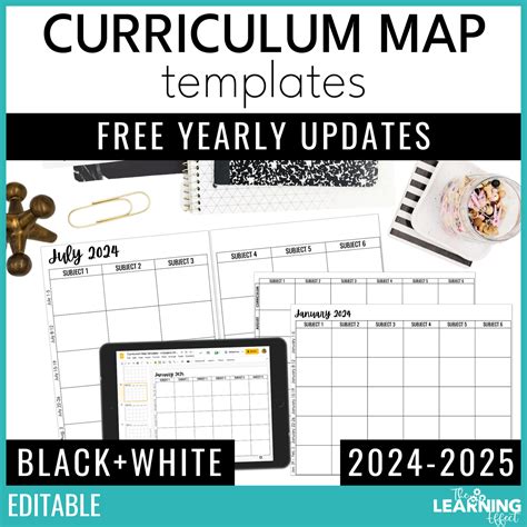 Editable Curriculum Map Template And Pacing Guide Black And White