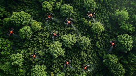 Premium Photo Drone Spraying Over Lush Forest Canopy