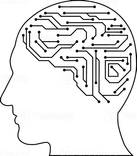Human Head In Futuristic Artificial Intelligence Design Theme Printed Circuit Board Outline
