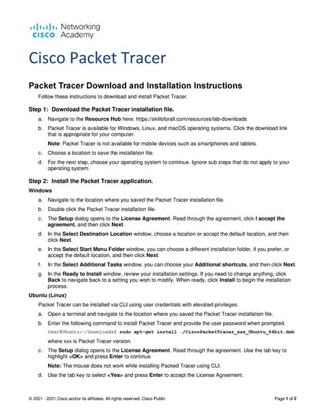 Cisco Packet Tracer Download And Installation Instructions Cisco And Or Its