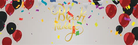 블랙 프라이데이 판매 배너 레이아웃 포스터 또는 전단지 풍선과 색종이로 디자인 벡터 일러스트레이션 텍스트를위한 장소 3차원 형태에 대한 스톡 벡터 아트 및 기타 이미지