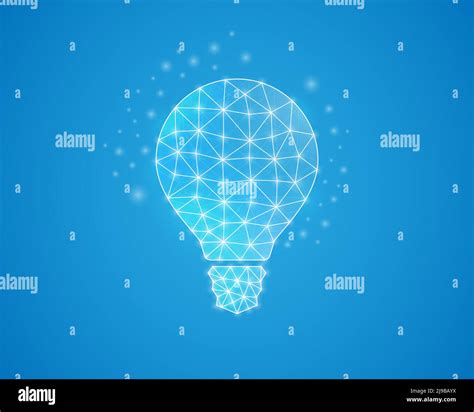 Light Bulb Low Poly Symbol With White Connected Dots 3d Geometric