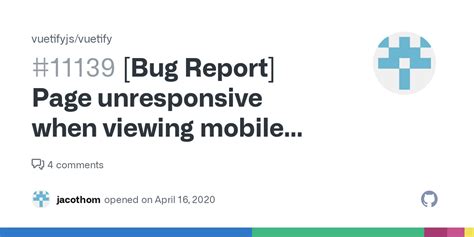 Bug Report Page Unresponsive When Viewing Mobile Data Table On
