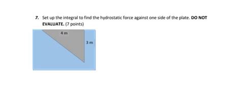 Solved Set Up The Integral To Find The Hydrostatic Force