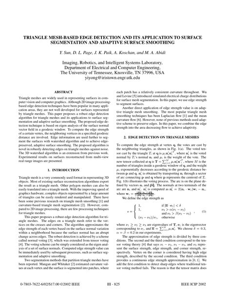 PDF Triangle Mesh Based Edge Detection And Its Application To Surface Segmentation And