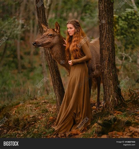 Redhead Girl Deer Long Image And Photo Free Trial Bigstock