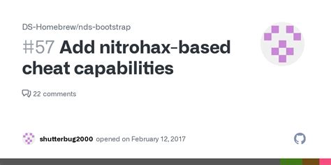 Add Nitrohax Based Cheat Capabilities Issue DS Homebrew Nds Bootstrap GitHub