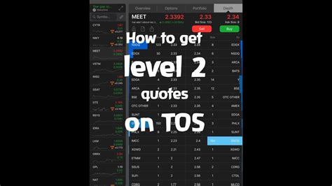 How To Get Td Ameritrade Tos Thinkorswim Apps Level 2 Quotesdepth