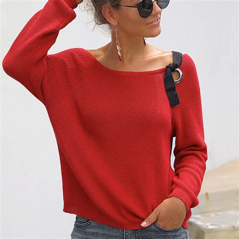 봄 여성 슬림 스웨터 겨울 니트 레이스 플레어 긴 소매 프릴 뜨개질 스웨터 중공 스웨터풀오버 Aliexpress