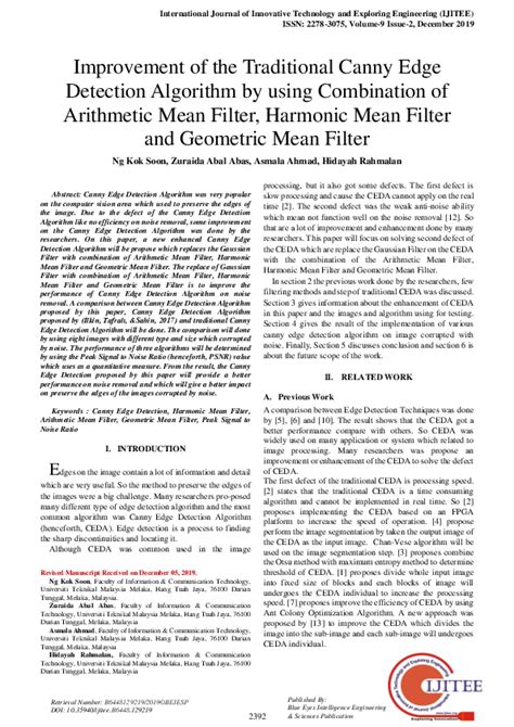 Pdf Improvement Of The Traditional Canny Edge Detection Algorithm By