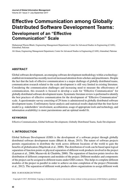 Pdf Effective Communication Among Globally Distributed Software Development Teams Development
