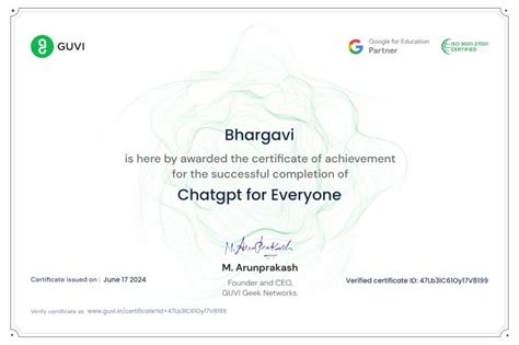 bhargavi seetharaman on linkedin ai alforeveryone chatgpt guvicertificate guvi lifelong