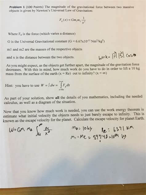 Solved The Magnitude Of The Gravitational Force Between Two