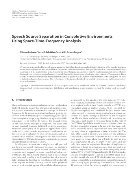 Pdf Speech Source Separation In Convolutive Environments Using Space