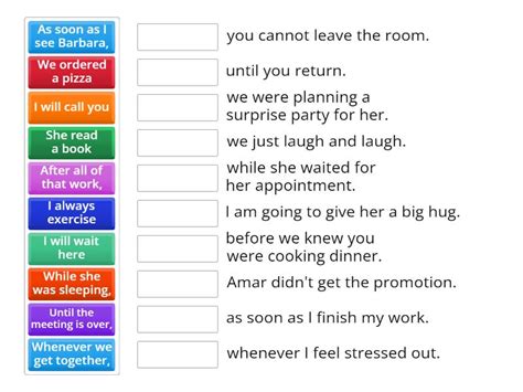 Adverbial Clauses Match Up
