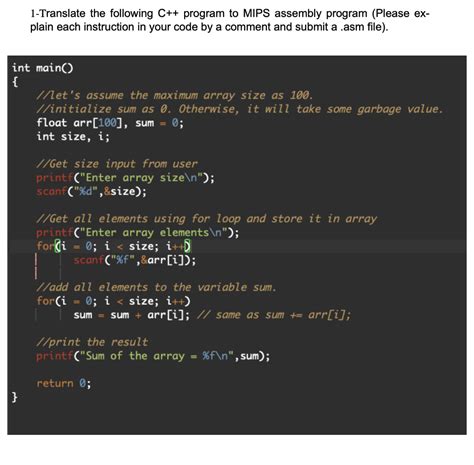 Solved 1 Translate The Following C Program To Mips