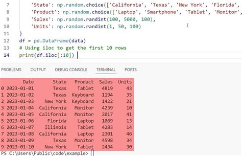 Print First 10 Rows From A Pandas Dataframe In Python
