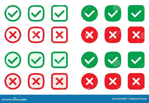 Right Or Wrong Icons Green Tick And Red Cross Checkmarks Stock Vector Illustration Of Sign