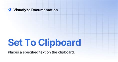 Set To Clipboard Visualyze Documentation