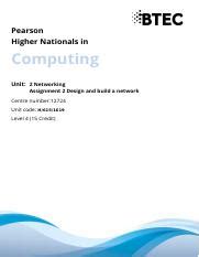 Unit 02 HNC Networks Assignment 2 21 22 JR Docx Pearson Higher Nationals In Computing Unit 2