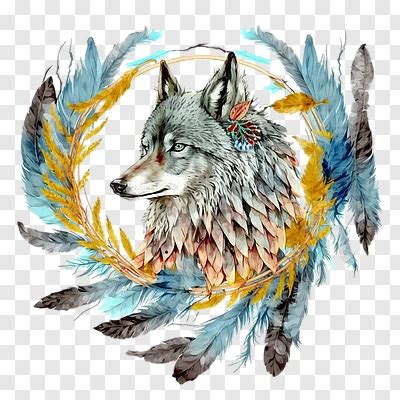 Feather Wolf Drawing
