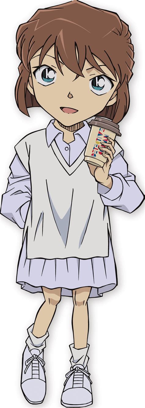 Haibara Ai Meitantei Conan Highres Official Art 1girl Ankle Socks Brown Hair Collared