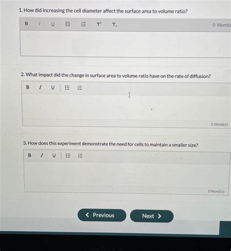How Did Increasing The Cell Diameter Affect The Chegg Com