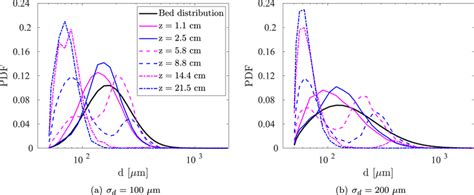 Probability Density Function PDF Of Particle Size At The Bed And At Download Scientific