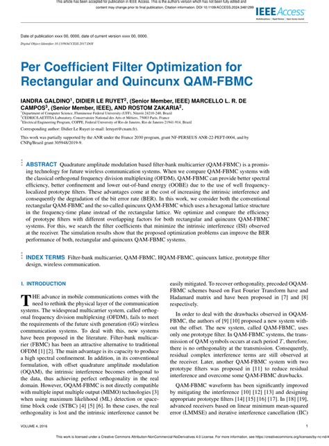 Pdf Per Coefficient Filter Optimization For Rectangular And Quincunx Qam Fbmc
