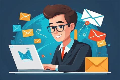 Premium Photo Efficient Email Management Flat Vector Illustration